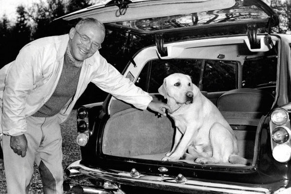 Sir David Brown with his Aston Martin Shooting Brake Motor Show 1965 ...