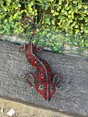 Gecko Beaded Wire Sculpture | eBay