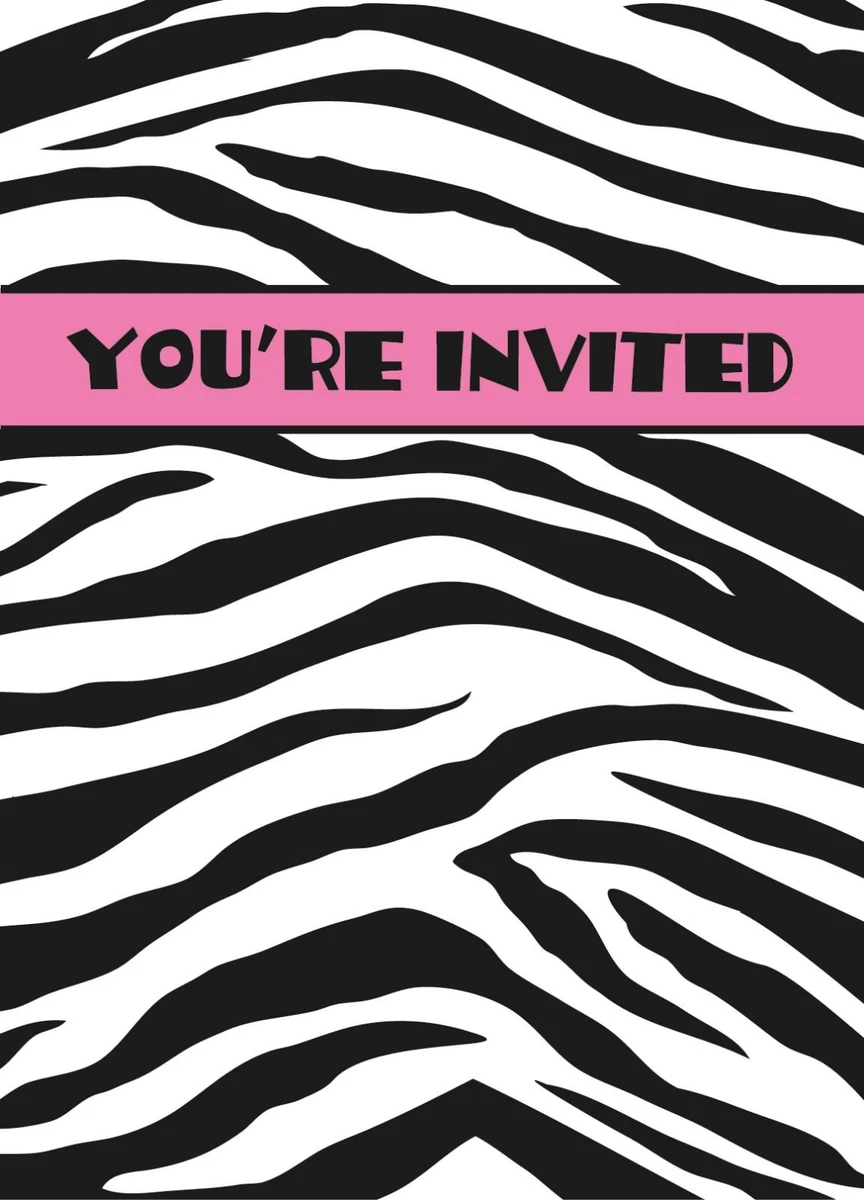 Pink Zebra Print Invitations