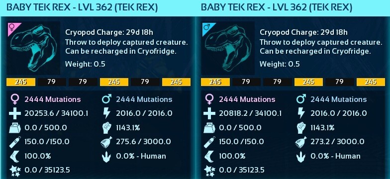 ARK Survival Ascended PvE TEK REX BABY PAIR 1143 BASE TOP Pair PC/XBOX ...