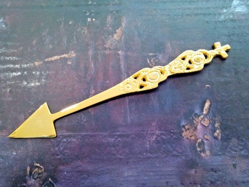 8.2" Gold Plated Orthodox Liturgy Proskomedia Holy Communion Lance ...