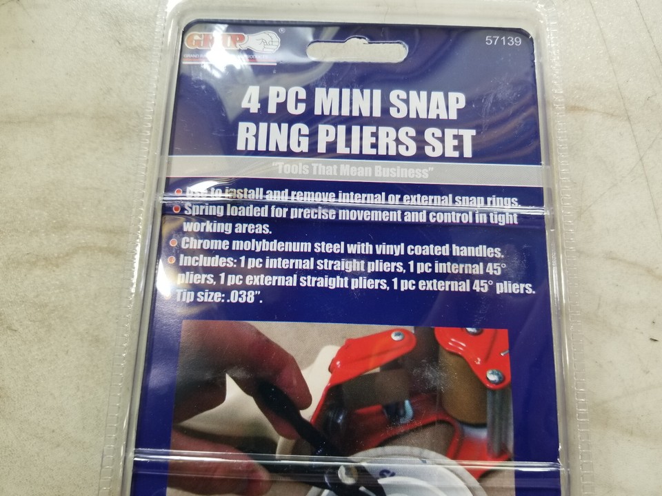 4 PC MINI SNAP RING PLIER SET - CHROME MOLY - S-RING & D-RING - FREE ...