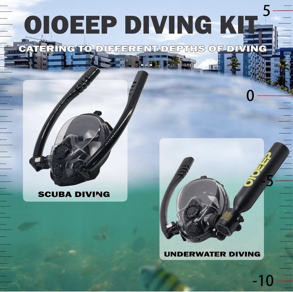 Mini Scuba Diving Tank with Sub-Mask, 0.5L Dive Portable Lungs Kit ...