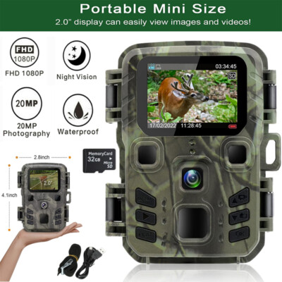 Mini Trail Camera 24MP 1080P Motion Activated Night Vision for Wildlife ...