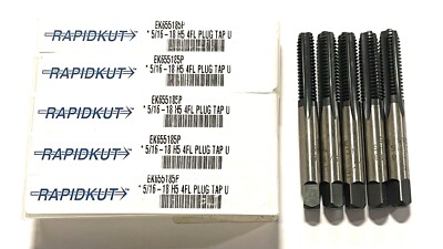 RapidKut 5/16-18 Hand Tap HSS H5 Plug Taps 4 Flute 5 Pack USA Made | eBay