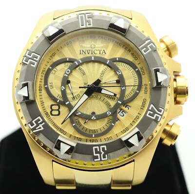 Invicta Excursion 24266 Men's Round Chronograph Day Date Gold Dial Analog Watch | eBay