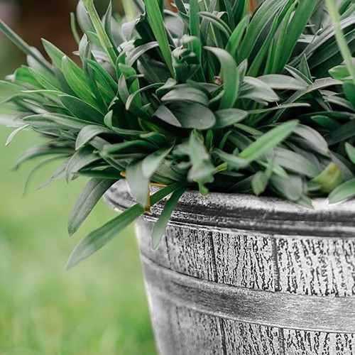 PAIR 2 X LARGE 15" SILVER ANTHRACITE Plant Pot Outdoor Garden Flower ...