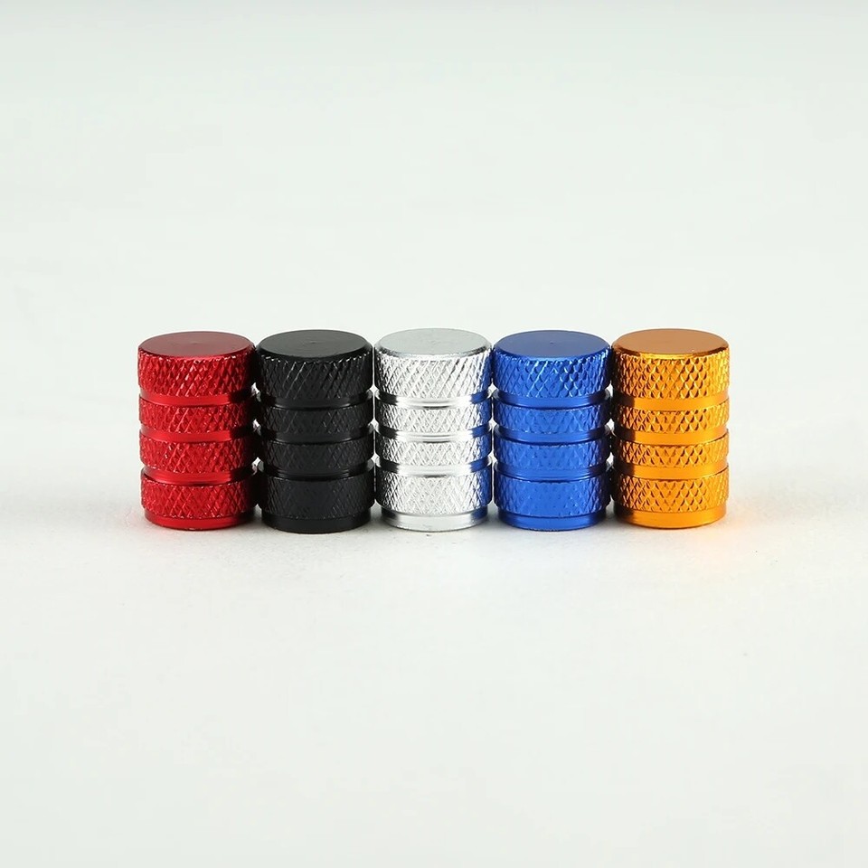 4x Pack Aluminum Valve Stem Caps Tire Covers Rust-Free Metal Screw Lid ...