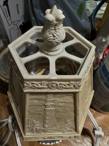 Vintage Ocean Lighthouse Lamp 6-Sided Lithophane Shade depicting 3D ...