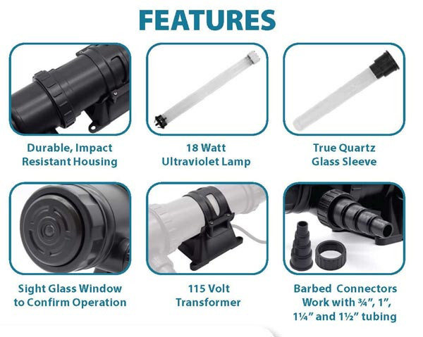 EasyPro PRO-CLEAR UV ULTRA Stainless Steel Ultraviolet Clarifier, 35W ...