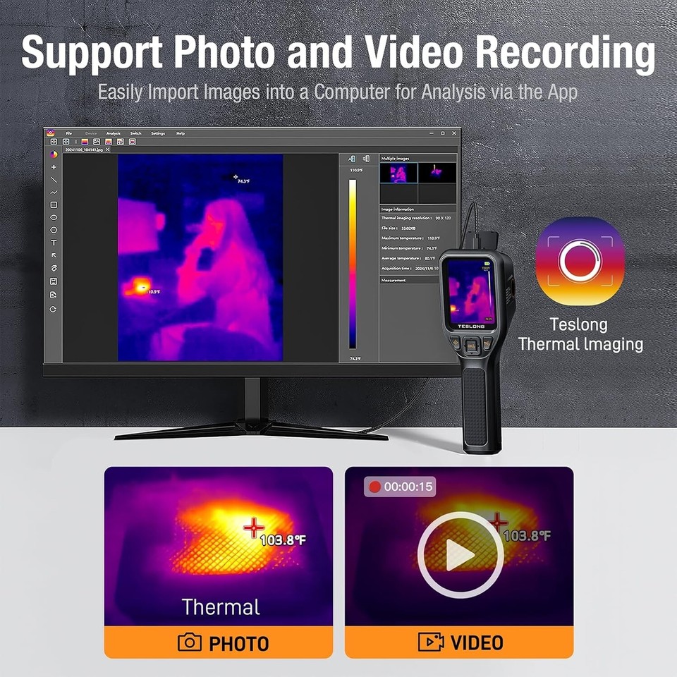 Teslong Thermal imaging camera 3.2" LCD Screen Handheld Infrared ...