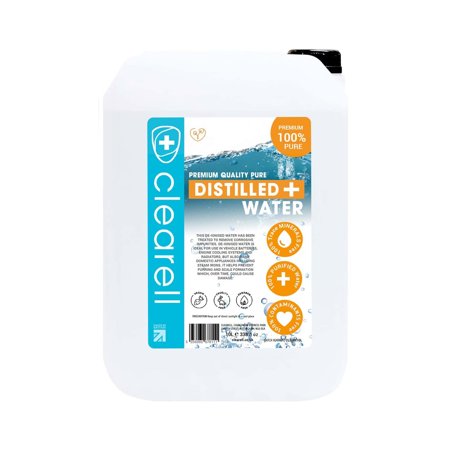 Clearell Premium DISTILLED H20 Water 100% Pure ULTRA Purified Food ...