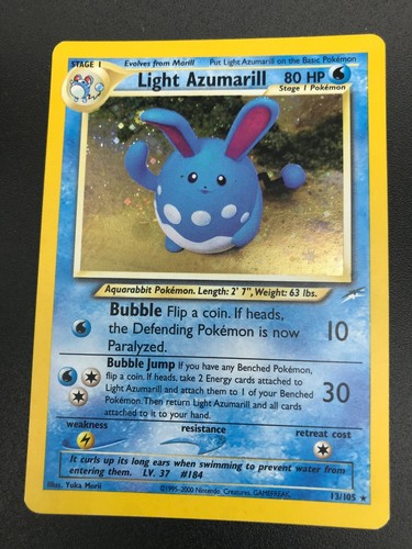 Light Azumarill 13/105 Holo Rare Neo Destiny Unlimited Pokemon WOTC NM ...