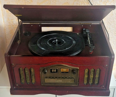 Retro Record Player Vintage Style Music Centre Turntable GL610 Wood ...