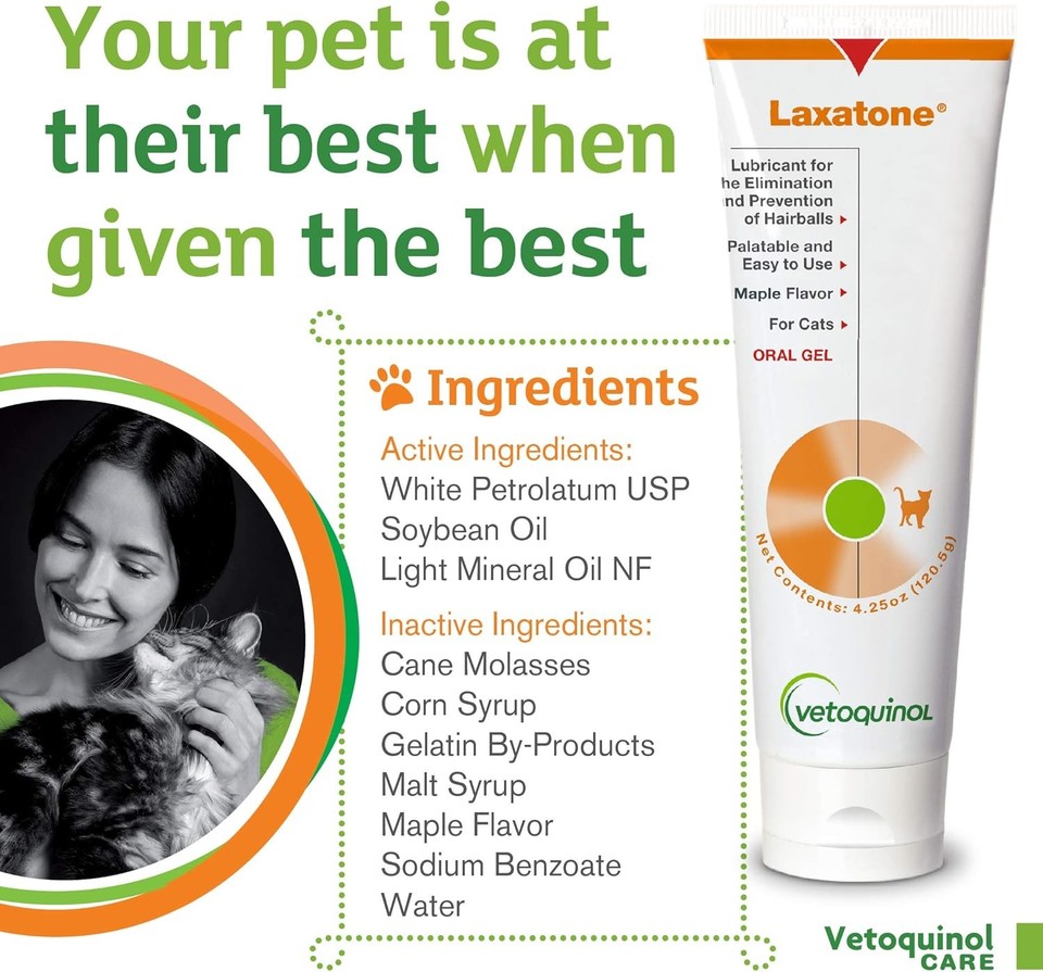 Vetoquinol Laxatone: Oral Hairball Lubricant Gel for Cats – 4.25 Ounce ...