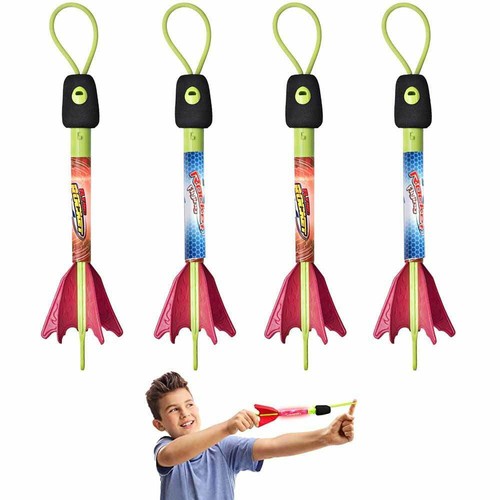 4 Led Rocket Slingshot Copter Foam Finger Toy Kids Game Launch Light Up ...
