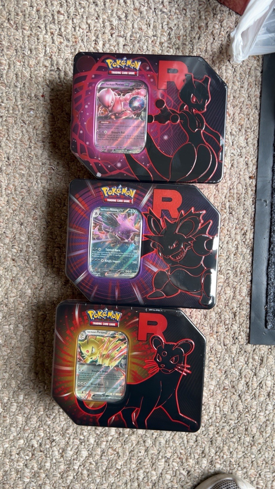 ALL THREE Pokemon TCG Team Rocket Destined Rivals Tin, Factory Sealed ...