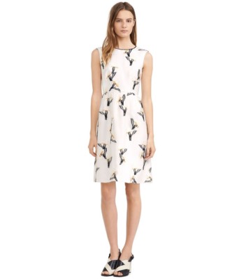 NWT Tory Burch Rory Embellished Dress Ivory Black Sun Floral Sleeveless ...