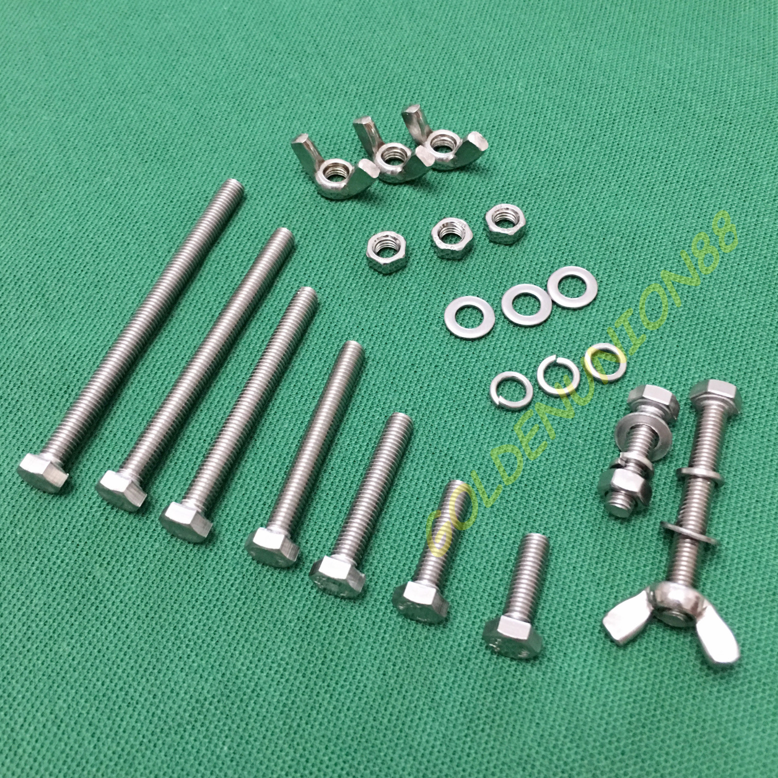 12PC M5X16~70mm Plain Hex Head Screw Bolt Nut Washers SUS304 Hexagon ...
