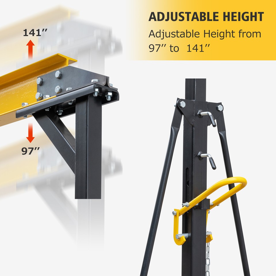 1 Ton Adjustable Gantry Crane, Portable Shop Lift Hoist 2000lbs Loading ...