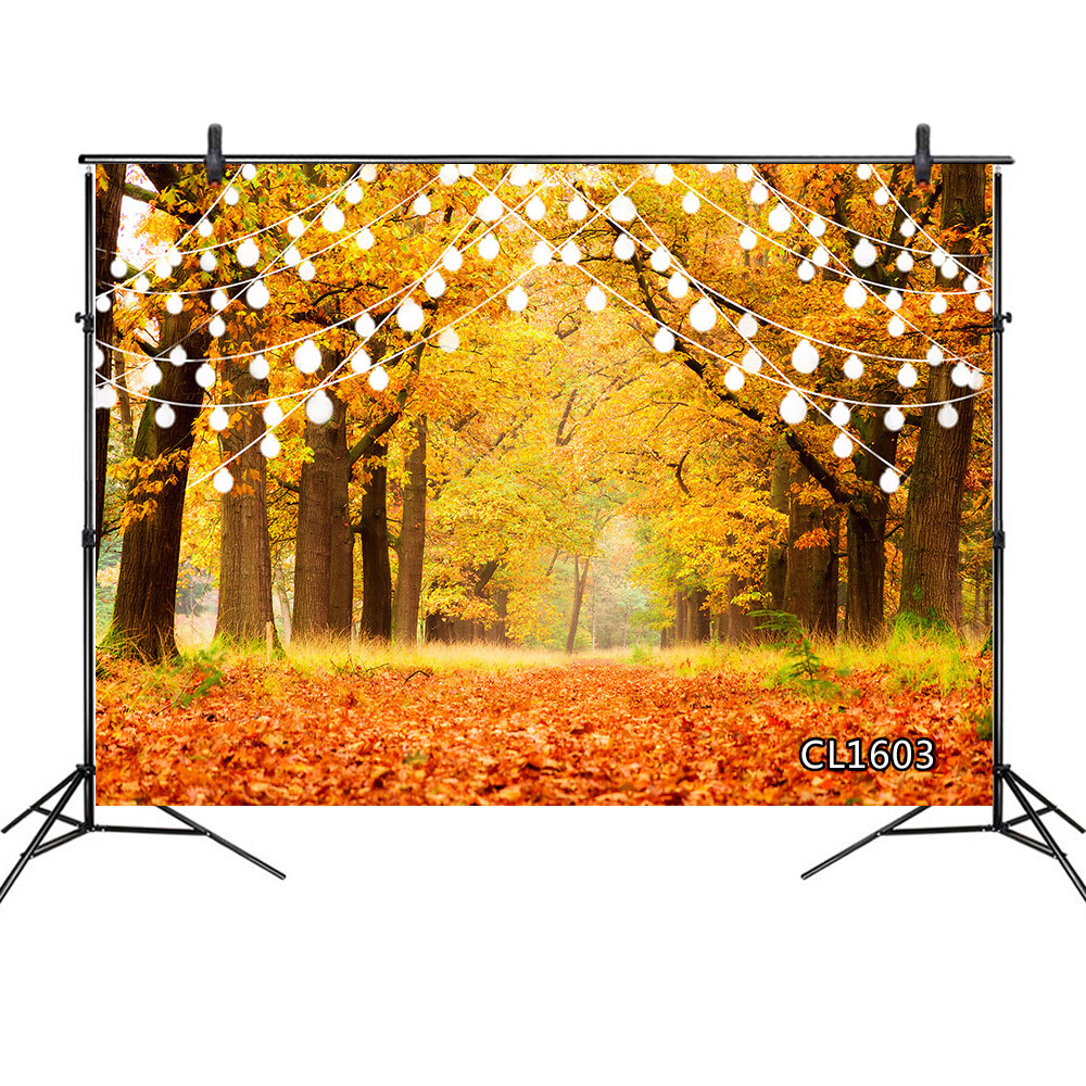 10x8ft Autumn Forest Trees Fall Leaves Lights Photo Background Vinyl ...