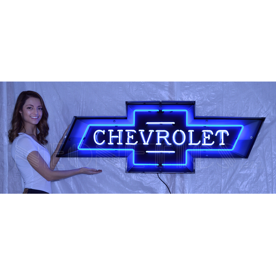 5 Foot Chevrolet Bowtie Neon Sign In Steel Can Car Garage Neon Light 60 ...