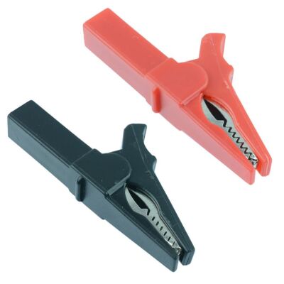 Black + Red Insulated 55mm Crocodile Clip Connector 20A Alligator | eBay