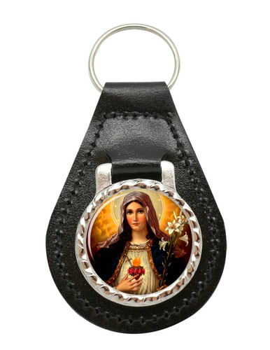 Holy Mother Mary Sacred Heart Leather Key Fob | eBay