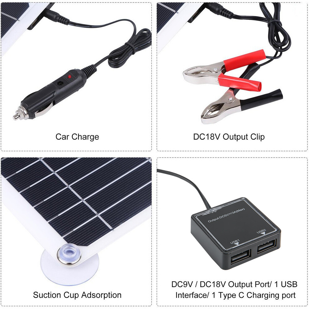 250W Solar Panel Caravan Camping Portable Solar Panels Kit Flexible 12V ...