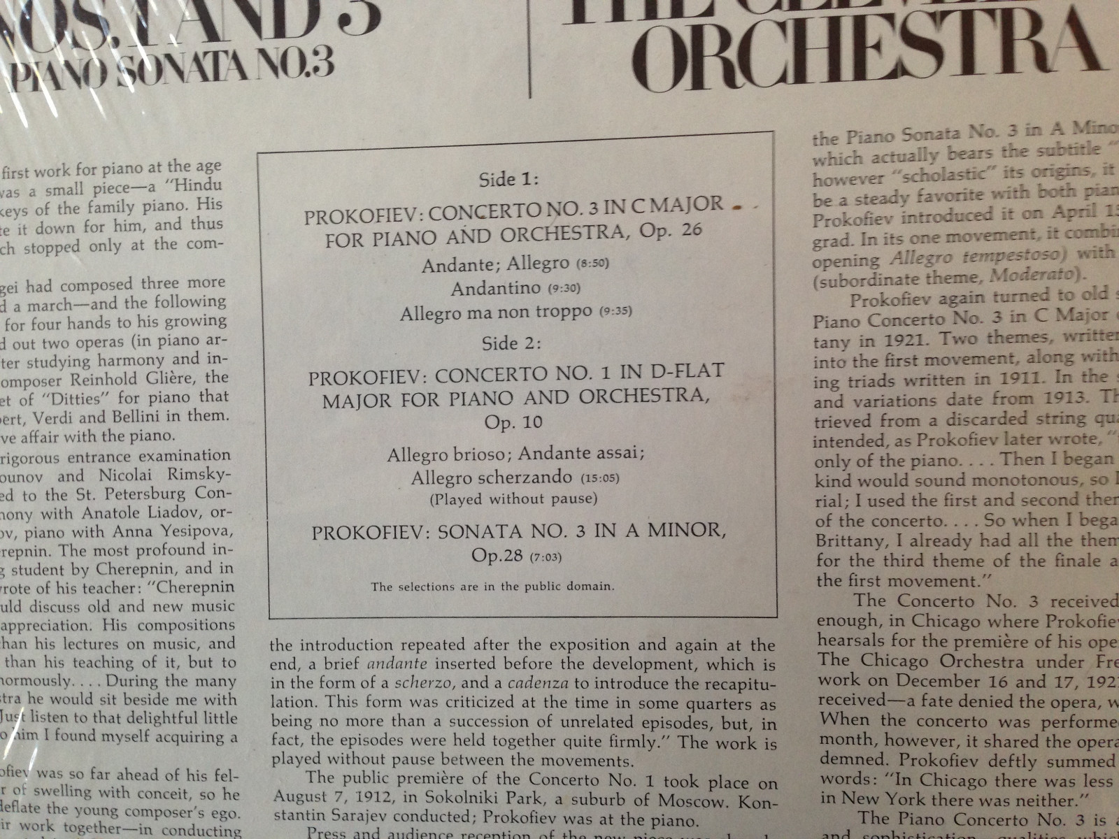 Gary Graffman, George Szell 1966 lp Prokofiev Piano Conc. 1 &3, and ...