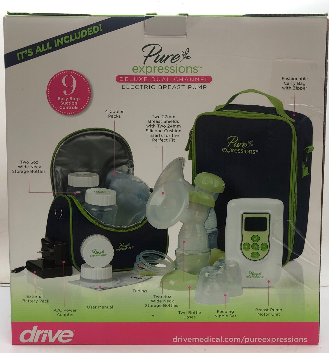 NEW Pure Expressions Deluxe Dual Channel Electric Breast Pump BPA Latex ...