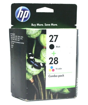 2PK Genuine HP 27 HP 28 Ink for Officejet 4215 6110 Deskjet 3320 5650 ...