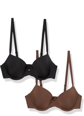 2 Pack Amazon Essentials Women's Demi Cup Microfiber Bra Blk & Brown ...