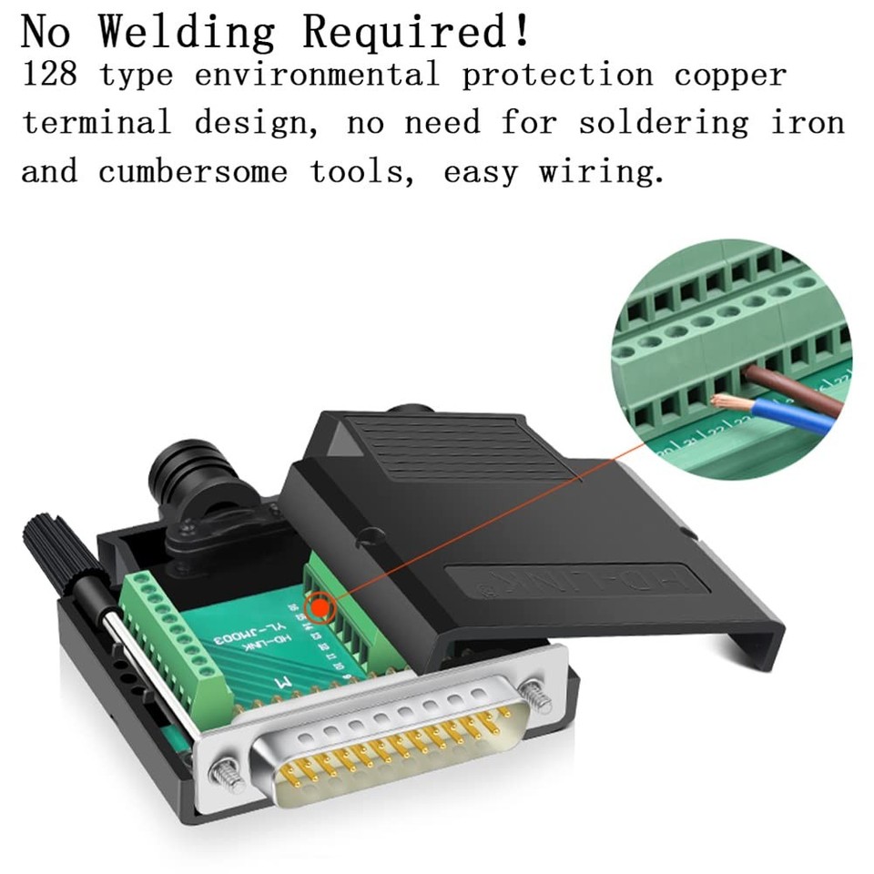 ANMBEST 5PCS DB25 Solderless Connector, RS232 D-SUB Serial to 25-pin ...