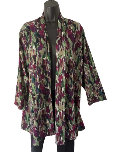 Slinky Brand Cardigan Womens 1X Knit Kimono Open Front 3/4 Sleeve ...