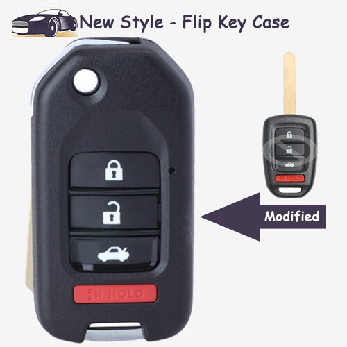 Flip Remote Key Case Shell Fob 4 Button for 2013 - 2021 Honda Civic CR ...
