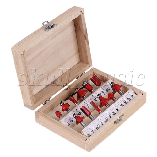 10 Sets High Precision Carbide Tipped Router Bit with 1/4" Shank Wooden ...