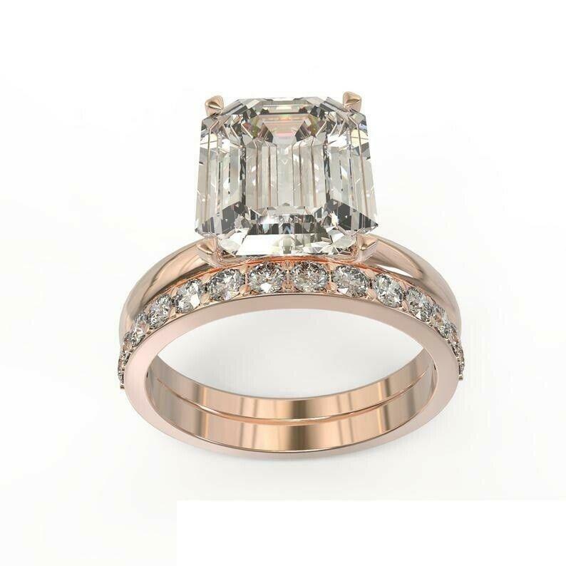 3.5ct Simulated Diamond Engagement Ring Bridal Wedding Set Rose Gold ...
