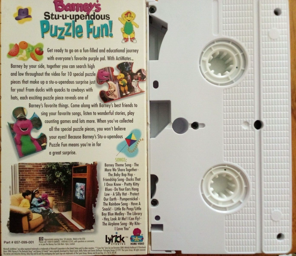 Barney's Stu-u-upendous Puzzle Fun!(VHS-1997) Actimates~EUC~Buy3Get1/+1 ...
