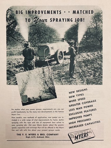 1945 AD.(XF9)~F. E. MYERS BRO. CO. ASHLAND, OHIO. SILVER CLOUD ORCHARD ...