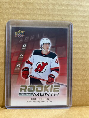 Upper Deck Luke Hughes 2023-24 Game Dated Rookie of the Month ...