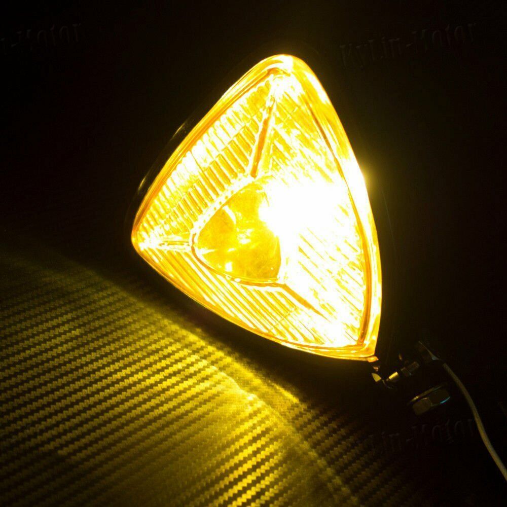 Motorcycle Chrome Triangle Headlight Lamp Flat Back For Harley Chopper ...