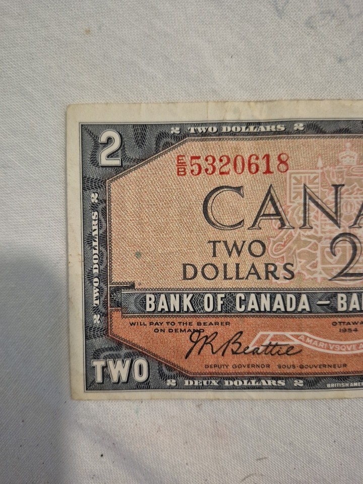 1954 Canada $2 Devils Face Banknote, E/B - 6301 | eBay