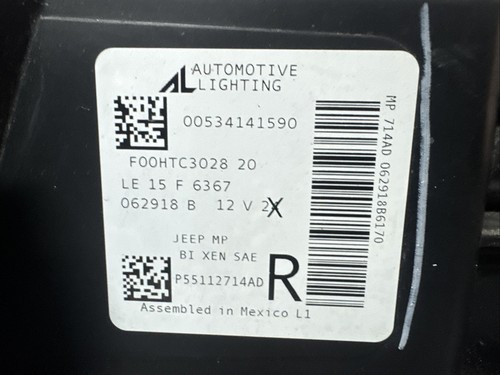 Jeep Compass 2017-2021 RH Passenger HID Xenon w/ LED DRL Headlight ...