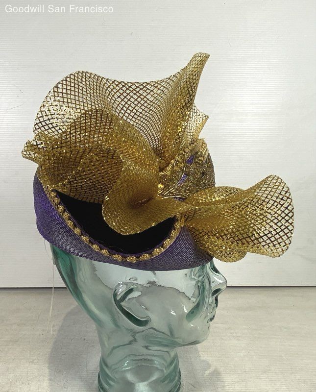 NWT Vintage Deborah New York Purple Gold Beaded Fascinator Womens Hat ...