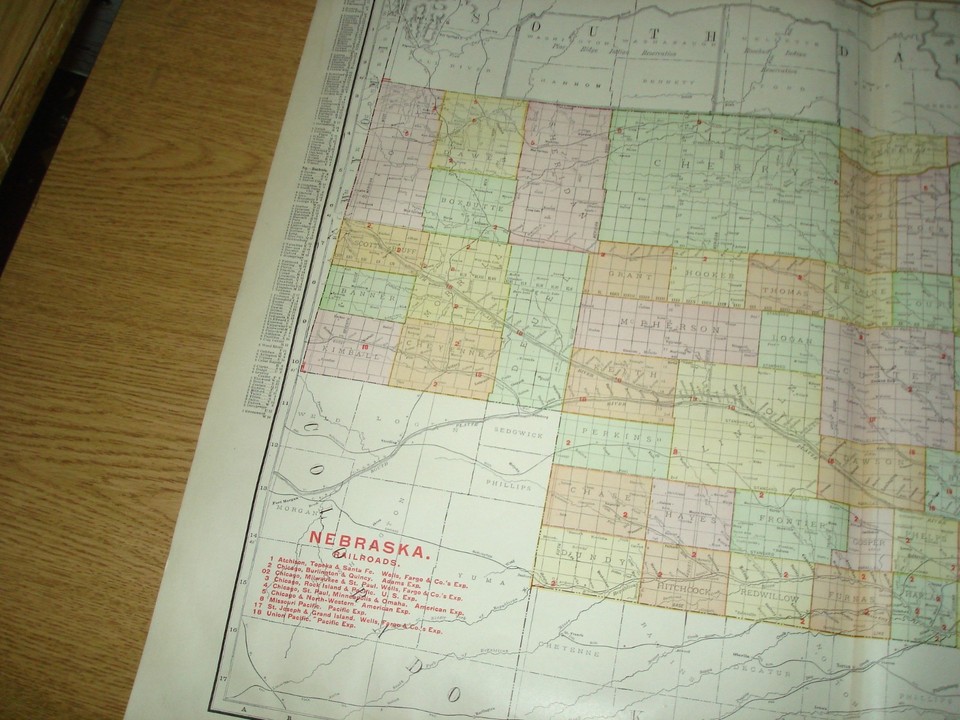 1910 Nebraska large state map 20 x 27 inches Rand McNally Business ...