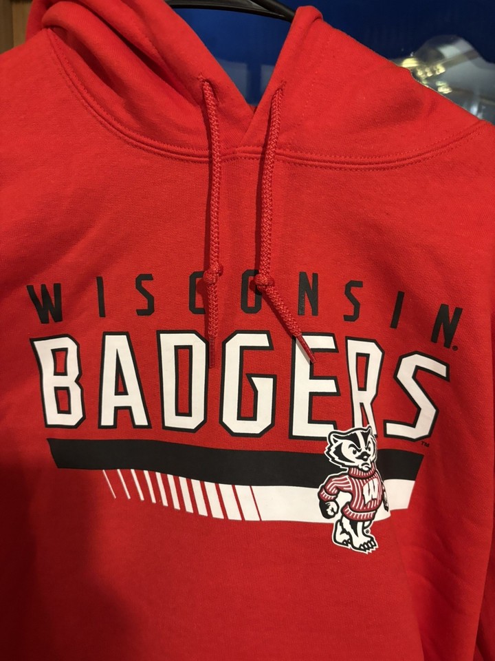 New Red Madison University Wisconsin Badgers College Hoodie Sweatshirt ...
