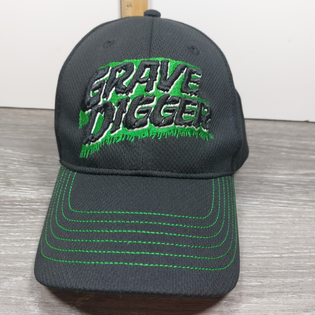 Monster Jam Adult Cap Hat Grave Digger Black Green Ad… - Gem