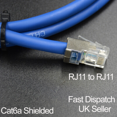 40 CM Cat6 Shielded Modem router cable VDSL RJ11 to RJ11 vdsl BT ...