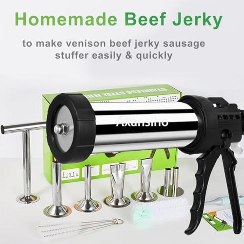 Large Capacity Stainless Steel Jerky Gun Kit Meat Shooter W/ Nozzles ...
